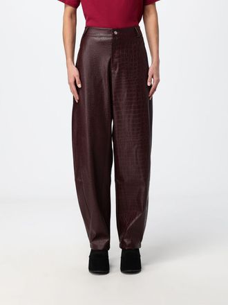 Disclaimer Baggy-Hose aus Kunstleder mit weitem Bein und hohem Bund
