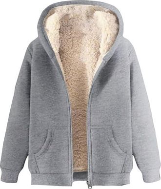 Generic Vestes en polaire pour homme avec fermeture &eacute;clair int&eacute;grale, manches longues, manteaux &eacute;pais et chauds, couleur unie, sweat &agrave; capuche d&eacute;contract&eacute; ave