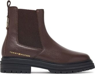 Tommy Hilfiger Klassische Stiefeletten Th Emboss Grain Leather Chelsea FW0FW09559 Braun