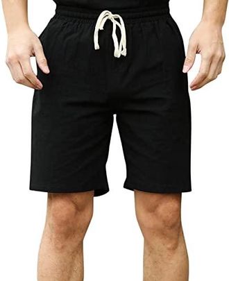 Generic Short d&eacute;t&eacute; d&eacute;contract&eacute; pour homme - Short fronc&eacute; - Poche solide - Short d&eacute;contract&eacute; - Pantalon de sport pour homme, Noir, XL