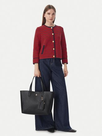Tommy Hilfiger Handtasche Tommy Hilfiger Th Icon Tote Mono AW0AW19004 Schwarz