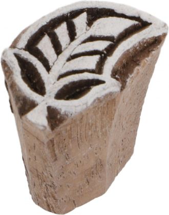 Guru Shop Indischer Textilstempel, Holz Stoffdruckstempel, Blaudruck Stempel, Druck Modell - 3x1,5 cm Blatt 4, Braun, Indische Holzstempel