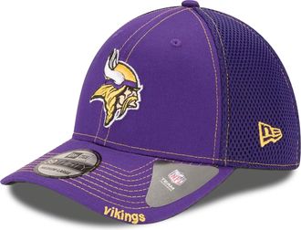 New Era Fu&szlig;ballkappe f&uuml;r Erwachsene, NFL 39Thirty Team-Farbe, Neo-Prim&auml;r-Logo, Stretch-Passform, Flex-Fu&szlig;ballkappe, Unisex, Minnesota Wikinger, L-XL