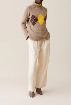 Claudie Pierlot Pull oversized col chemin&eacute;e motifs