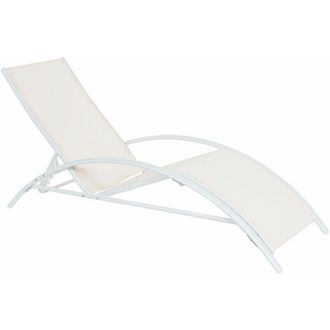 Beliani Klappbare Gartenliege mit verstellbarer R&uuml;ckenlehne Stahlrahmen beige Gaeta - Beige