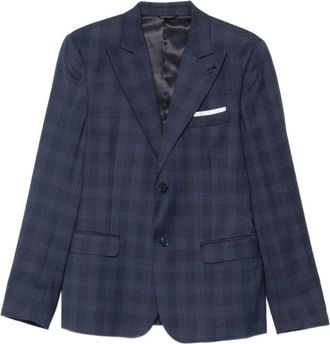 Daniele Alessandrini Homme, Vestes, Bleu, Taille: XL Checked Single-breasted Blazer