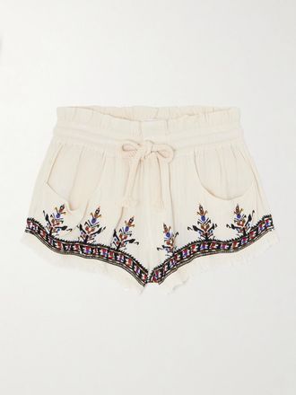 Isabel Marant Short En Jacquard Effilé À Broderies Kriss - Écru