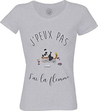 Fabulous T-Shirt Femme Col Rond JPeux Pas JAi La Flemme Humour Dessin Panda Avachi sur Bureau Animaux