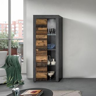 ebuy24 Vitrine 60x35x159 cm gris d&eacute;cor en bois brun - JAMO
