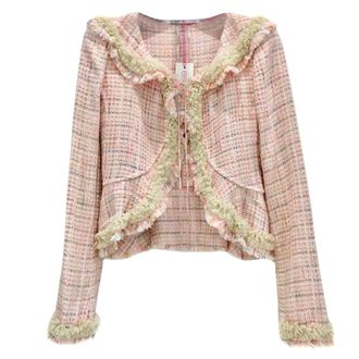 Emanuel Ungaro Pink Lesage Tweed Jacket Size S