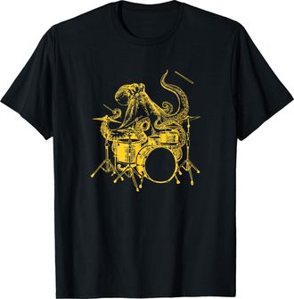 Seembo Oktopus spielt Schlagzeug Beach-Schlagzeuger Lustiger Rockmusiker T-Shirt
