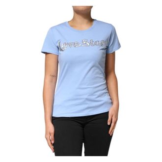 Pinko Pinko, Femme, Tops, Bleu, Taille: 34 FR T-shirt Love Story &agrave; paillettes