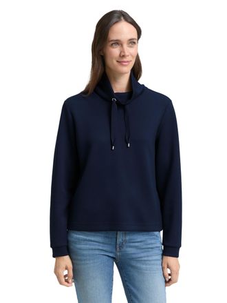 Tom Tailor Damen 1049025 Scuba Sweatshirt mit Stehkragen, 10668-Sky Captain Blue, XL