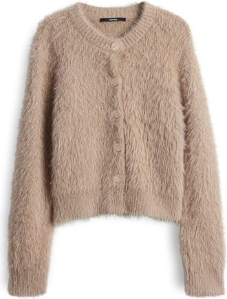 someday Damen Strickjacke | TANNELIE Slim Strickcardigan mit haarigem Effektgarn Pale Greige Melange, 40