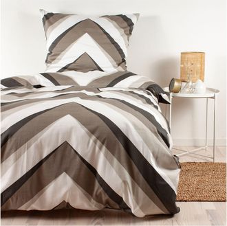 Night & Day Arctic Bettwäsche Mako Satin 135x200cm / 80x80cm - 100% Baumwolle - Taupe - OEKO-TEX Standard 100
