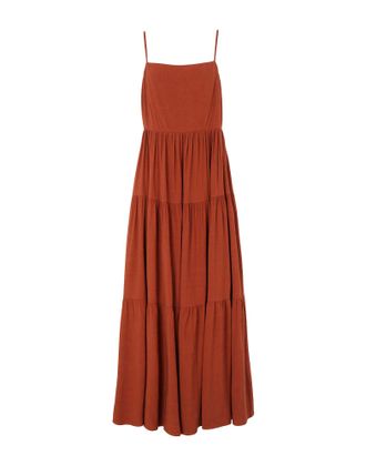 8 by YOOX LINEN BLEND FLOUNCE LOOSE-FIT LONG DRESS