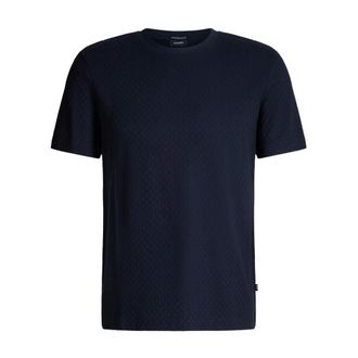 Joop Homme, Tops, Bleu, Taille: XL T-shirt en coton bleu fonc&eacute; avec texture d&eacute;corative