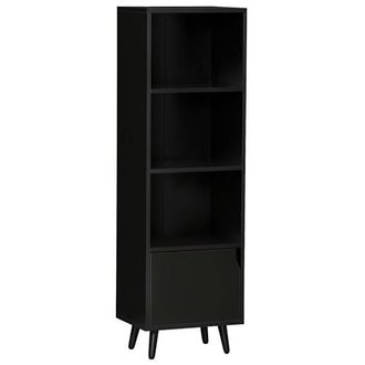 HOMCOM &Eacute;tag&egrave;re avec 3 &eacute;tag&egrave;res Ouvertes et 1 ferm&eacute; avec Porte Biblioth&egrave;que de Style Moderne pour Ranger des Livres Jouets CDs Plantes 40 x 30 x 129,5 cm Noir