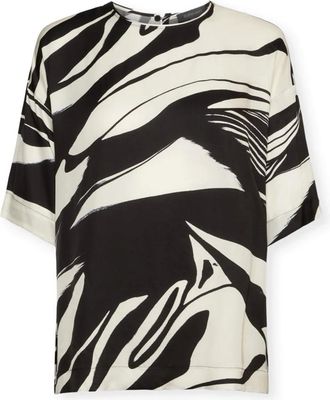 Elena Miro Femme, Blouses et Chemises, Noir, Taille: 38 FR Blouse imprim&eacute;e en twill de viscose