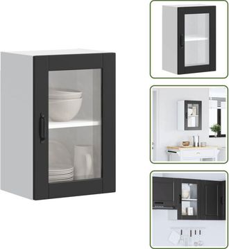 vidaXL K&uuml;chen-H&auml;ngeschrank mit Glast&uuml;r Porto Schwarz - K&uuml;chen-Wandschrank - K&uuml;chen-Wandschr&auml;nke - Wandschrank K&uuml;che - K&uuml;chenschrank