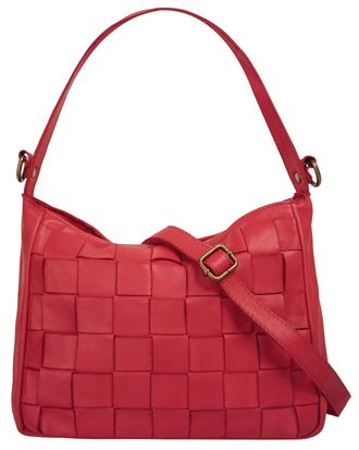 Samantha Look Umh&auml;ngetasche echt Leder Damen | Made in Italy, Handtasche in Flechtoptik, Schultertasche mit Smartphonefach | 021417