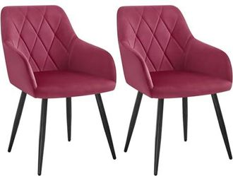 Woltu Chaises Salle à Manger, Chaise de Cuisine en Velours, Assise Rembourrée avec Accoudoirs et Dossier, Pieds en Métal, Bordeaux, BH352bd-2