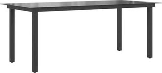 vidaXL Table de Jardin Table de Patio Table de Terrasse Table de Salle &agrave; Manger Arri&egrave;re-Cour Ext&eacute;rieur Noir 190x90x74 cm Aluminium et Verre