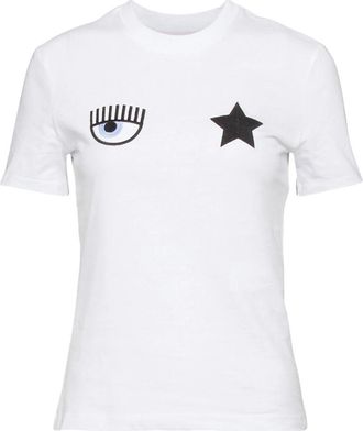 Chiara Ferragni T-Shirt mit Sternenstickerei - - Tops - Damen - Wei&szlig; - S