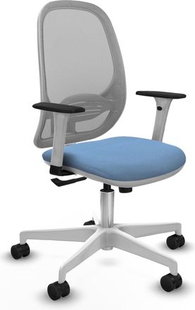 Piqueras y Crespo Blauer Schreibtischstuhl mit 1D-Armlehnen, h&ouml;henverstellbare Lendenwirbelst&uuml;tze, ausgestattet mit 3 Positionen und Schneideschaum, Grau/Himmelblau