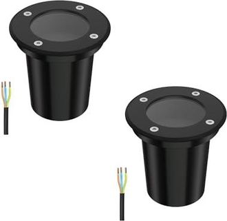 LEDs Com 2 pi&egrave;ces luminaire encastr&eacute; de sol BOLI pour lext&eacute;rieur, IP67, noir, rond, 108mm &Oslash;, 1x GU10 max. 15W