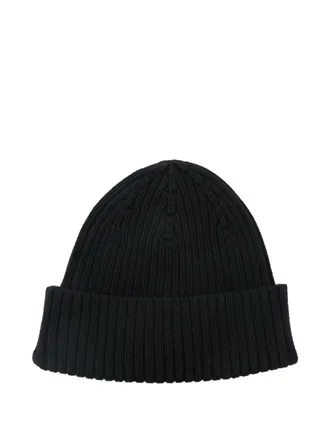 Maison Kitsun&eacute; Ribbed-Knit Beanie - Black