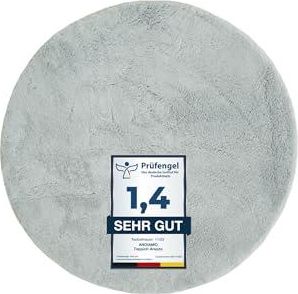 Andiamo Teppich Arezzo für Wohnzimmer Esszimmer pflegeleichter eleganter gemütlicher Teppich einfarbig 67 cm rund grau