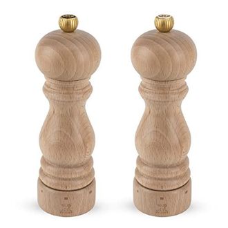 Peugeot Paris uSelect 18 cm Pepper and Salt Mill Set - 6 Predefined Grind Settings - Powdered Salt Innovation, Zirlion Mechanism - PEFC-Certified Wood - Made 