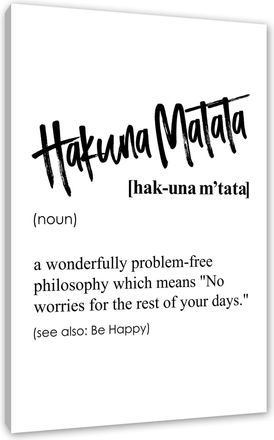 Pixxprint Lexikon Sprüche - Hakuna Matata als, Größe: 60x40cm, Leinwandbild, fertig gespannt, Wandbild, Dekoration, Kunstdruck, kein Poster