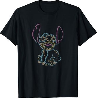 Disney Lilo & Stitch Neon Sign Outline T-Shirt