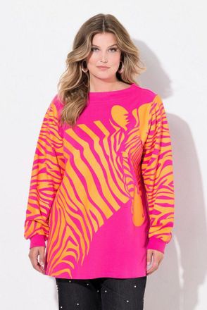 Miamoda Sweatshirt Sweatshirt A-Linie Zebra-Muster weiter Langarm