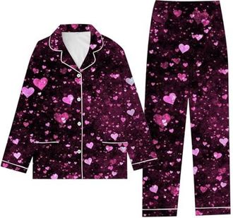 Generic Pyjama imprim&eacute; &agrave; manches longues et pantalon &agrave; manches longues pour femmes, printemps et automne, 2026, violet, XXL