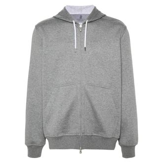 Brunello Cucinelli Hoodie-Sweatshirt f&uuml;r stilvollen Komfort - - Sweatshirts & Hoodies - Damen - Grau - 2XL
