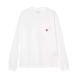 Carhartt Work in Progress Langarm-T-Shirt mit kleiner Herz-Tasche - - Tops - Herren - Wei&szlig; - S