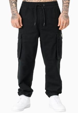 Lonsdale Mickley Pantalon Cargo, Noir/Gris, XL Hommes