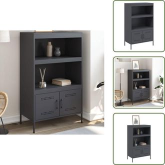 vidaXL Highboard Anthrazit 68x39x113 cm Stahl - Industrielles Design - Sideboard - Hochschrank - Aufbewahrung - Wohnraum - The Living Store