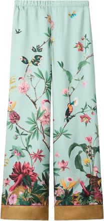 La DoubleJ pantalon palazzo &agrave; fleurs - Bleu