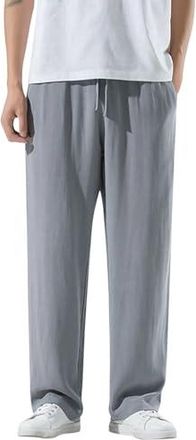 Generic Pantalon Large Homme Coton et Lin- Pantalon Grande Taille,Pantalon Yoga Taille Elastique Couleur Unie Loisirs Ample avec Poches Pantalons LéGer et Res