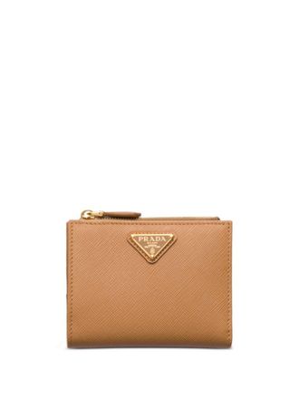 Prada petit portefeuille en cuir Saffiano - Marron