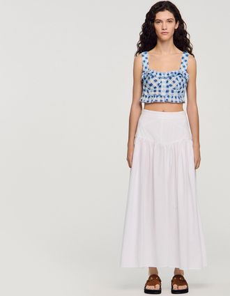 Sandro Top court vichy en lin