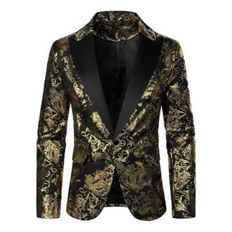 Generic Veste pour homme - Motif cachemire - Blazer de luxe - Coupe ajust&eacute;e - &Eacute;l&eacute;gante veste de costume &agrave; un bouton - Avec revers noir - Pour mariage, carnava