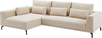 Vente-Unique Ecksofa - Ecke Links - Strukturstoff - Beige - TILANIA