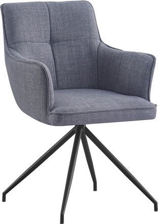Novel Armlehnstuhl, Grau, Schwarz, Metall, Textil, Drehkreuz, 58x84x62.5 cm, Sitzfläche 180° drehbar, Stoffauswahl, Esszimmer, Stühle