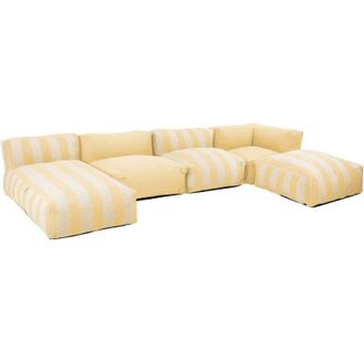 Oviala Salon de jardin modulable ray&eacute; 5 places jaune clair - Mixi