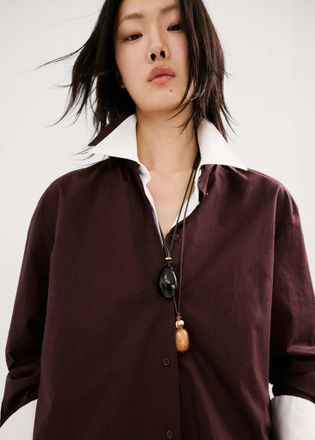 Mango Collier &agrave; double pendentif combin&eacute; marron - Femme - Taille unique - MANGO